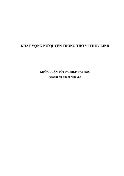 Khoá luận tốt nghiệp_ Khát vọng nữ quyền trong thơ Vi Thùy Linh