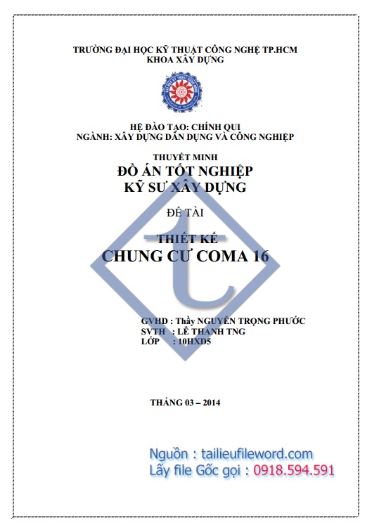 Đồ án tốt nghiệp kĩ sư xây dựng - Thiết kế chung cư COMA